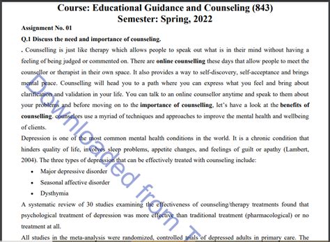 Aiou Spring And Autumn Educational Guidance And Counseling 843 Ma And Med Assignment Code 1and2