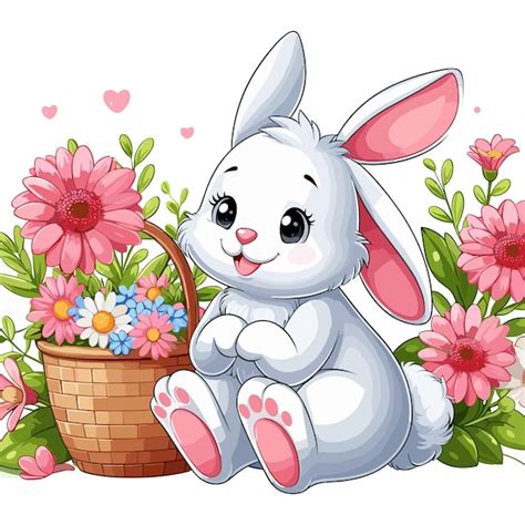 귀여운 토끼 터 만화 일러스트레이션 프리미엄 벡터