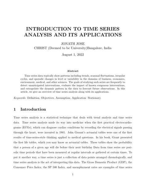 PDF INTRODUCTION TO TIME SERIES ANALYSIS AND ITS APPLICATIONS