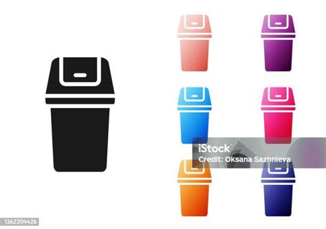 검은 색 휴지통은 흰색 배경에서 격리된 아이콘을 만들 수 있습니다 쓰레기통 표지판 바구니 아이콘을 재활용합니다 사무실 휴지통 아이콘입니다 다채로운 아이콘을 설정합니다 벡터