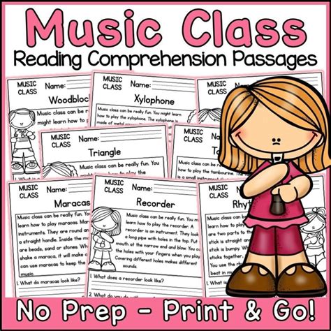 Reading Comprehension Worksheets For Musical Education Reading Comprehension Worksheets