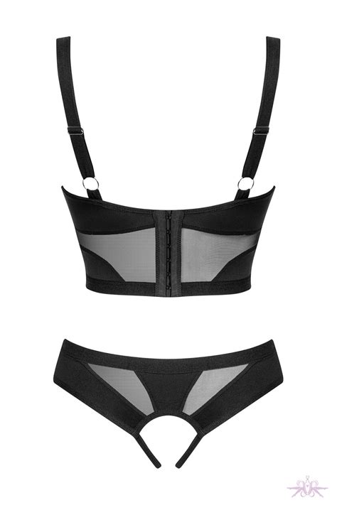 Obsessive Amoria 2 Piece Open Black Lingerie Set At The Hosiery Box