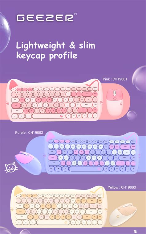 Geezer Cutie 2 4ghz Wireless Keyboard And Mouse Combo Set Pink