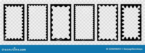 Scallop Stories Frames Set Zigzag Wavy Edges Retro Squiggle Frames Psychedelic Rectangles