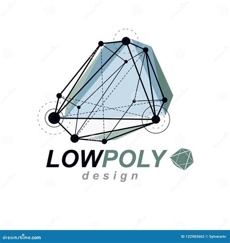 3d Polygonal Geometric Faceted Object Vector Abstract Design Element New Technology Logotype