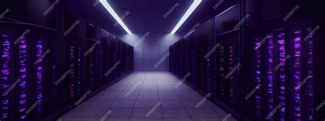 Premium Ai Image Dark Server Racks In Computer Network Security