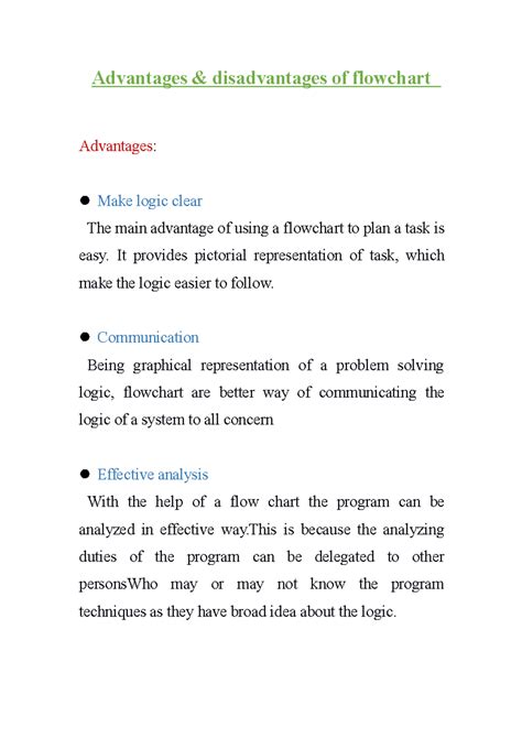 advantages and disadvantages of flowchart advantages and disadvantages of