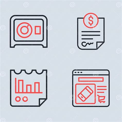Set Line Contract Money Document With Graph Chart Online Shopping