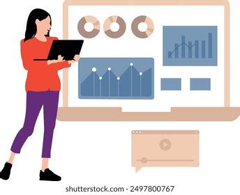 Girl Showing Various Graphs Laptop Stock Vector Royalty Free 2497800767 Shutterstock