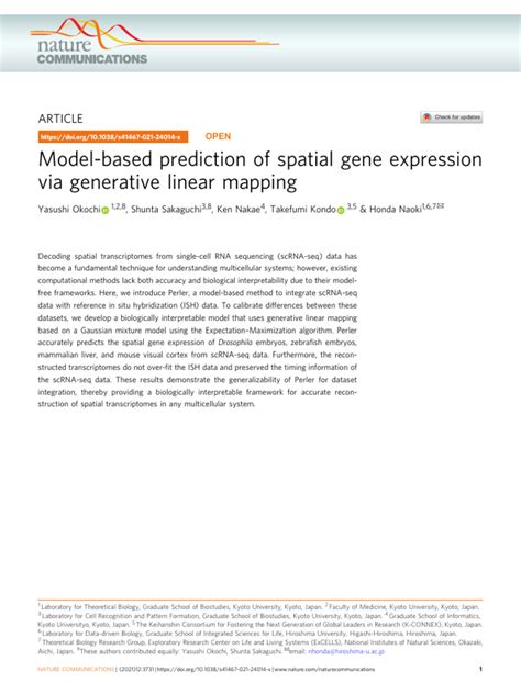 Model Based Prediction Of Spatial Gene Expression Pdf Transcriptome Gene Expression