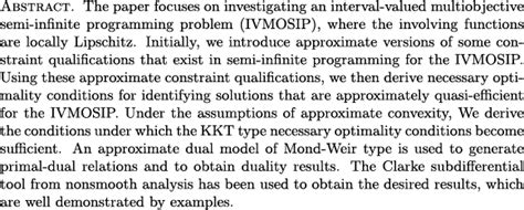 Akriti Dwivedi Shashi Kant Mishra Jianming Shi And Vivek Laha On Optimality And Duality For