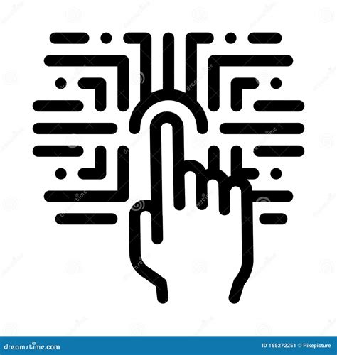 Biometric Fingerprint Verification Icon Vector Outline Illustration