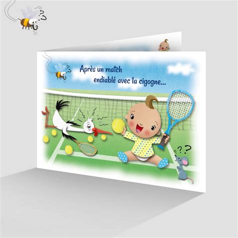 Faire Part de Naissance TENNIS Humoristique Garçon avec Photos Joli