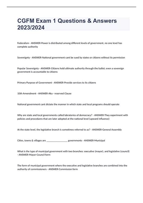 Cgfm Exam 1 Questions And Answers 20232024 Cgfm Stuvia Us