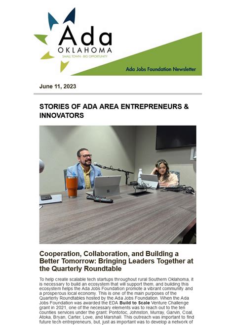 Newsletter Economic Development News For The Ada Area Grow Ada