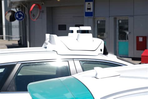 Lidar Sensors And Camera On Roof Of Self Driving Car Self Driving Car System Undergoing Testing