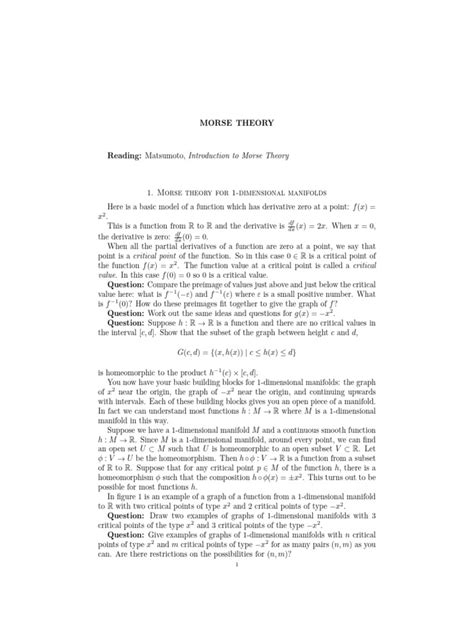Morse Pdf Function Mathematics Manifold
