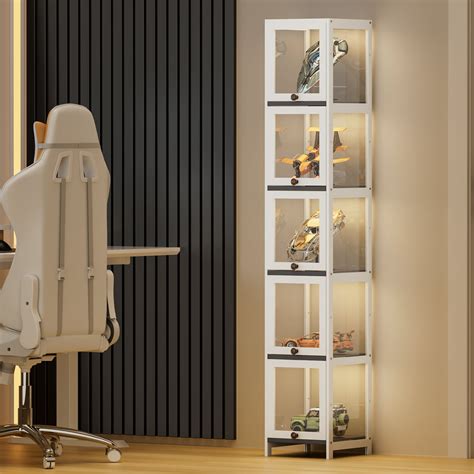 Ebern Designs 5 Tier Display Cabinet With Flip Up Door Curio Cabinet