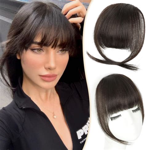 Sunfa Clip In Bangs 100 Real Human Hair Extensions Wispy