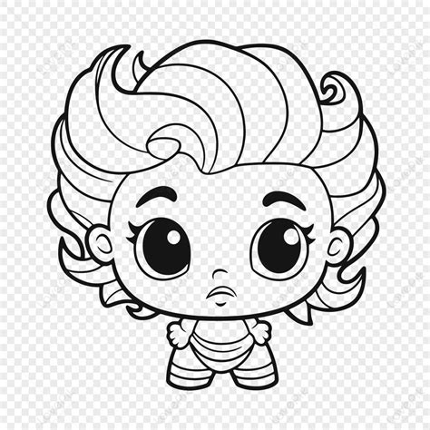 아기 소녀 윤곽선 스케치 드로잉의 색칠 페이지에서 벡터헤어스타일라인 아트 Png 일러스트 무료 다운로드 Lovepik
