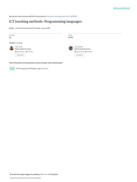 Ict Teaching Methods Programming Languages Pdf Object Oriented Programming Method