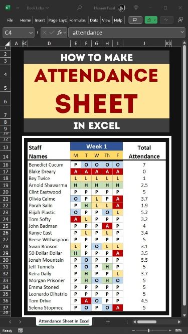How To Make Attendance Sheet In Excel Artofit
