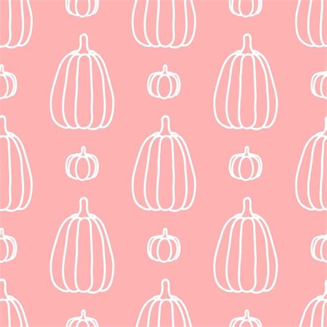 Premium Vector Pink Seamless Pattern With White Hand Drawn Pumpkins