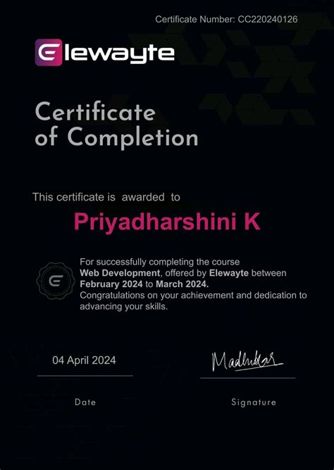 Priyadharshini K On Linkedin Webdevelopment Certificate