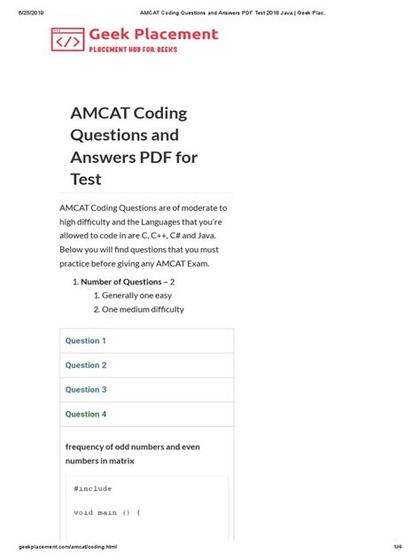 2amcat Coding Questions And Answers Pdf Test 2018 Java Geek Plac Pdf Computer Engineering