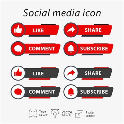 Premium Vector Youtube Buttons With Icons Vector Template