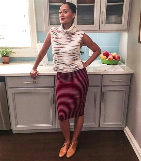 Tracee Ellis Ross On Blackish Elizabeth And James Top Alc Skirt Rainbow Johnson Style