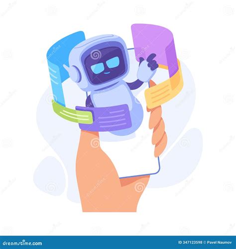 Hand With Smartphone And Robot As Smart Android Assistant Machine