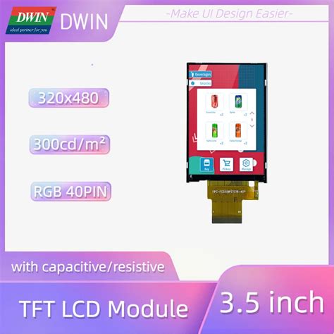 Dwin Rgb 정전식 저항성 터치 Ips Tft Lcd 모듈 디스플레이 스크린 35 인치 320x480 티몬