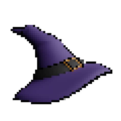 Free Pixel Style Horror Purple Witch Hat Decorative Ornament Halloween Design Theme Icon