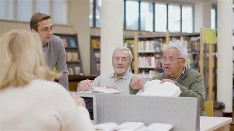 Senior People Disputing With Each Other During Class In Library Education Stock Footage Ft