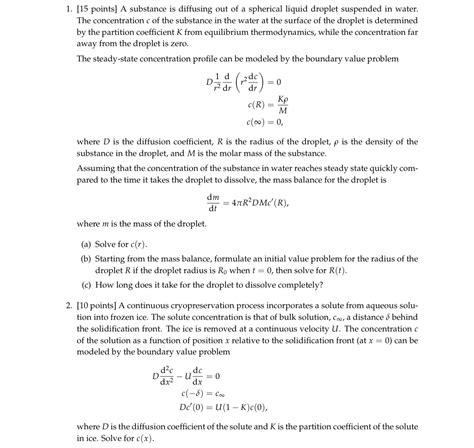 Solved A Substance Is Diffusing Out Of A Spherical Liquid