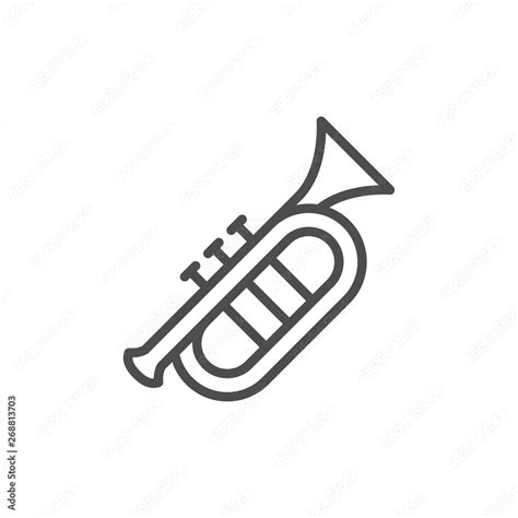 Musical Instrument Trumpet Line Outline Icon Stock Vector Adobe Stock
