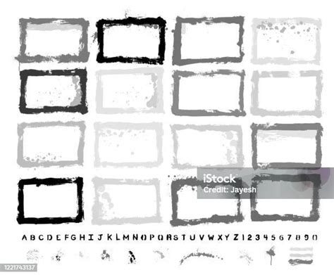 디자이너 벡터 컬렉션 핸드 페인팅 스캔 및 추적 그런지 텍스처 개체 그룹에 대한 스톡 벡터 아트 및 기타 이미지 개체 그룹 거리 예술 검은 테두리 Istock