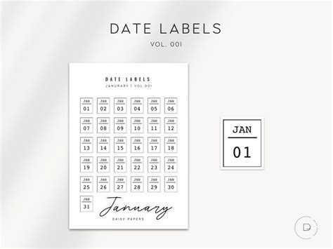 DATE LABELS VOL Functional Labels Minimal Etsy