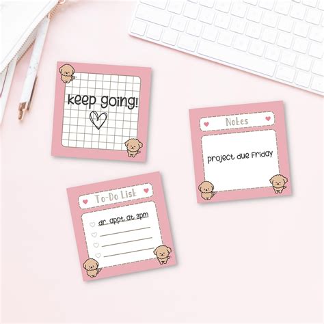 Kawaii Printable Memo Sheets Cute Memo Pads Digital Download Kawaii Stationary Puppy