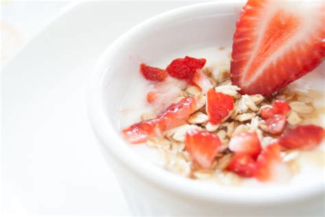 Yogurt And Raspberries In Bowl Healthy Snack High Quality Free Stock