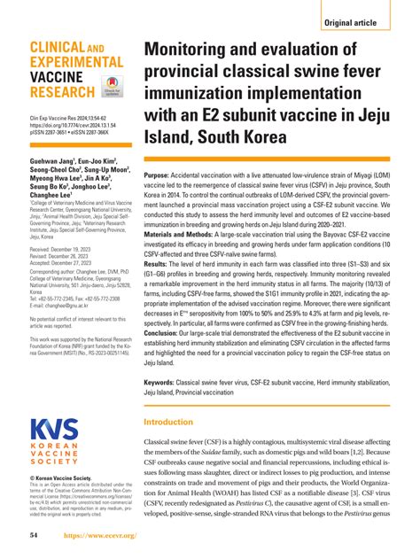 Pdf Monitoring And Evaluation Of Provincial Classical Swine Fever Immunization Implementation
