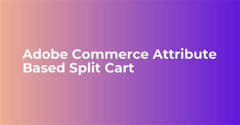 Adobe Commerce Cart Split Based On Attribute Extension