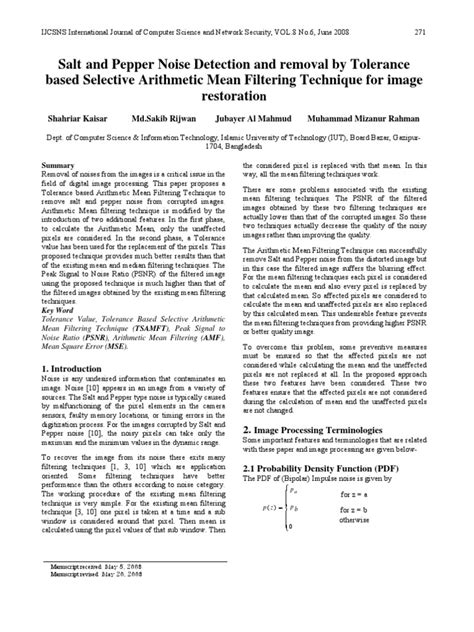 Restoration Pdf Mean Signal Processing