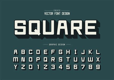 Font And Alphabet Vector Square Typeface Letter And Number Design Graphic Text On Background
