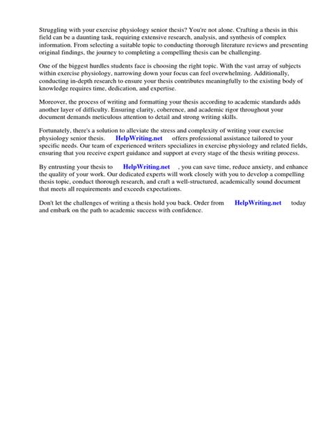 Exercise Physiology Senior Thesis Topics Pdf Physical Fitness Thesis
