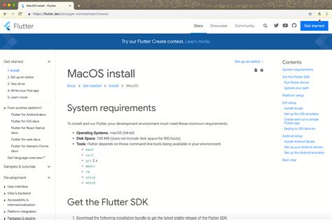Macos Install Page Issue · Issue 2460 · Flutterwebsite · Github
