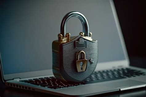 Premium Photo Concept Of Digital Data Protection And Cyber Security In Laptop Generative Ai