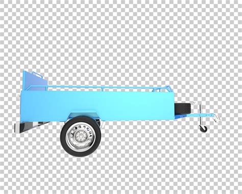 투명 배경에 고립 된 자동차 트레일러 3d 렌더링 그림 프리미엄 Psd 파일