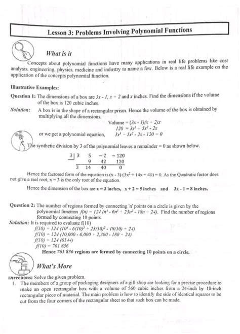 Lesson 3 Problems Involving Polynomial StudyX